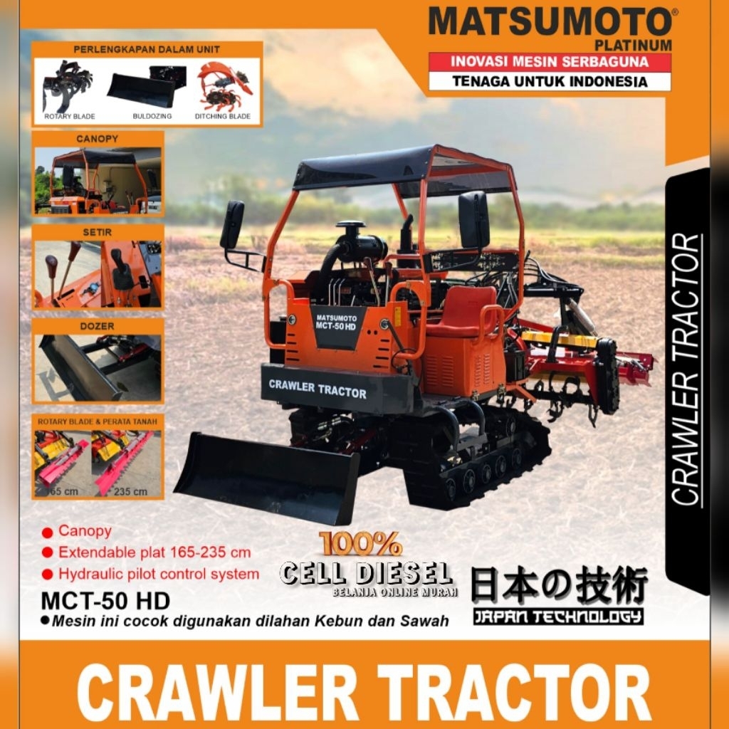 Jual Mesin Traktor Sawah Crawler Tractor MATSUMOTO MCT 50 HD | Shopee ...