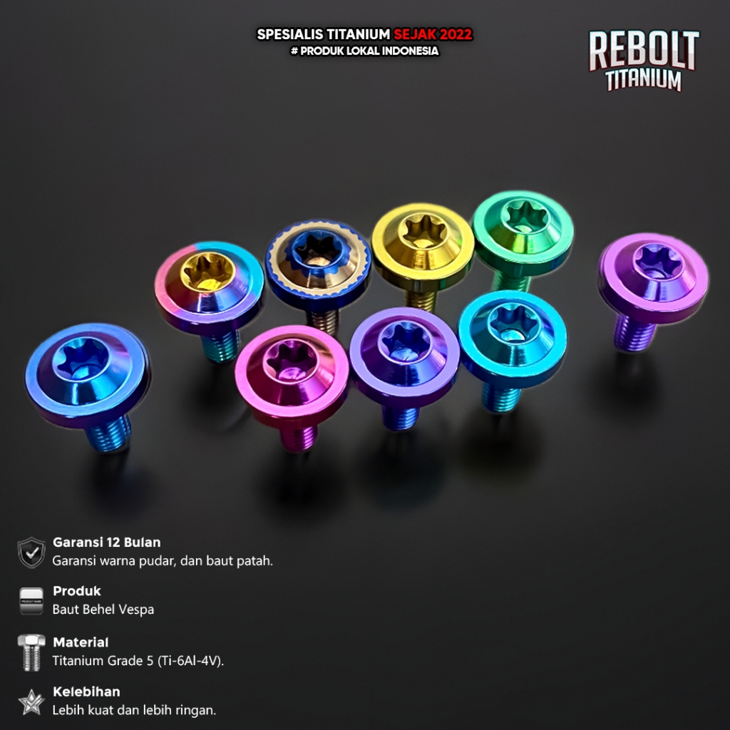 Jual Baut Titanium Behel Vespa REBOLT Garansi 12 Bulan | Shopee Indonesia