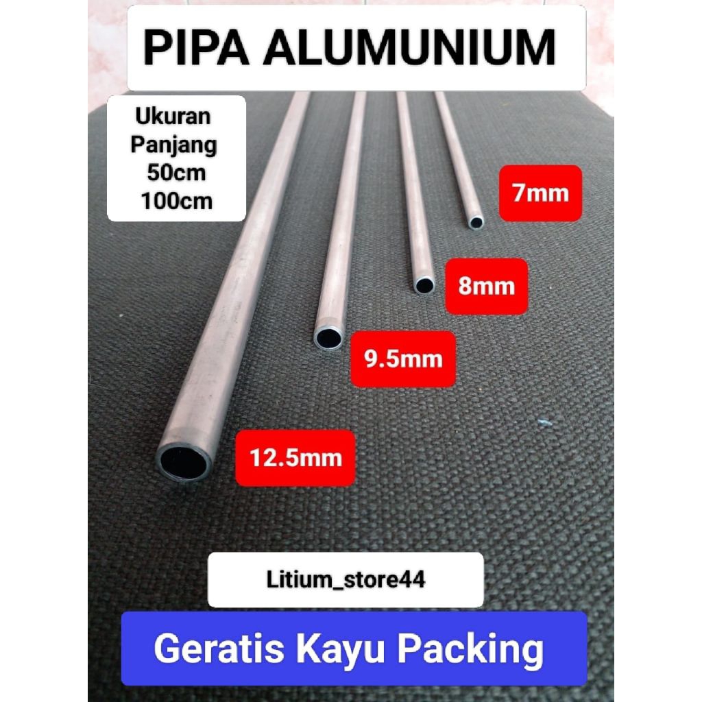 Jual Pipa Alumunium diameter 7mm 8mm 9.5mm 12.5mm / Pipa Aluminium ...