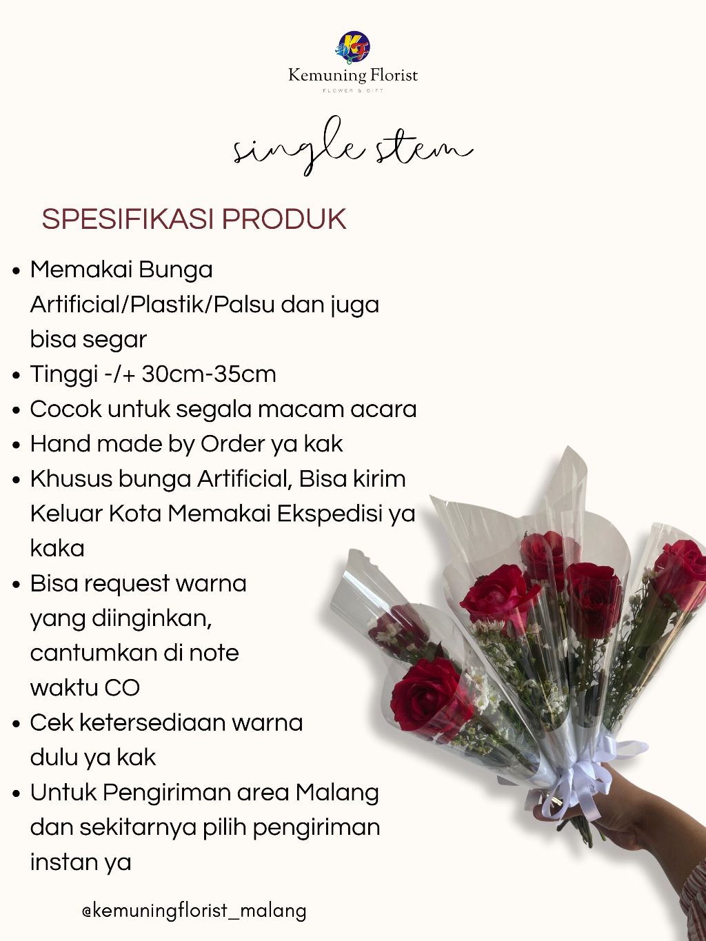 Jual buket bunga 1 tangkai, bunga segar, bunga artificial, kado ulang ...