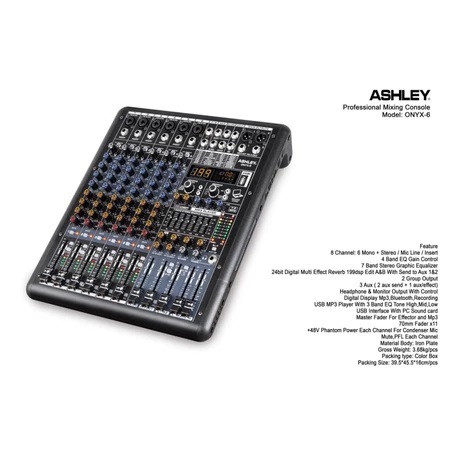Jual MIXER AUDIO ASHLEY ONYX6/ONYX 6 6CH USB-BLUETOOTH-RECORDING TO PC ...