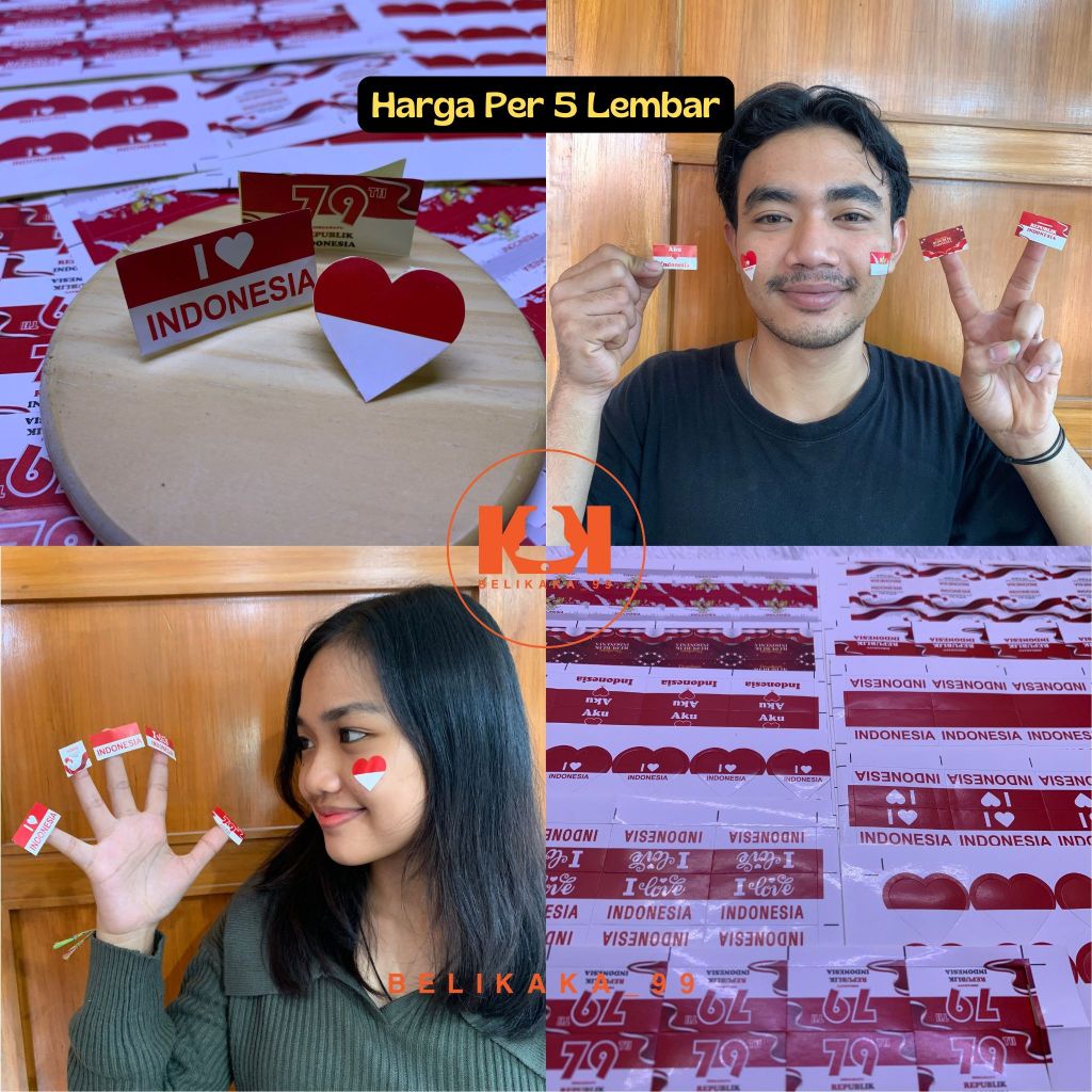 Jual (5 LEMBAR - BESAR) STICKER PIPI MERAH PUTIH ISI 32 PCS HUT ...