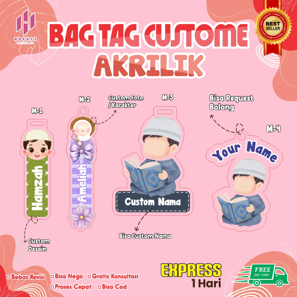 Jual BAG / LUGGAGE TAG CUSTOM FOTO & NAMA / BAGTAG FACE GRID LABEL ...