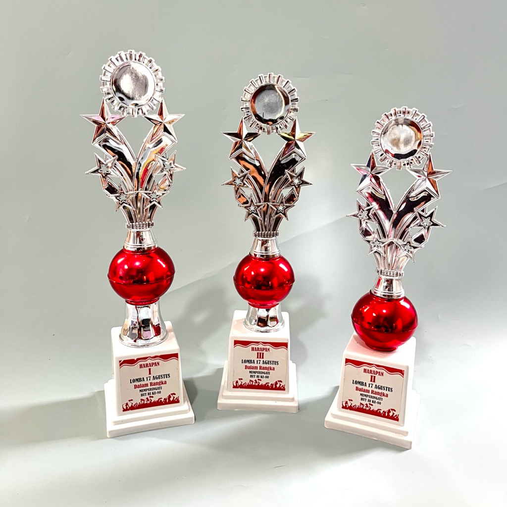 Jual Piala Set Juara 123 Silver Kombinasi Cup Bola Merah Piala Lomba Agustusan Kemerdekaan ...