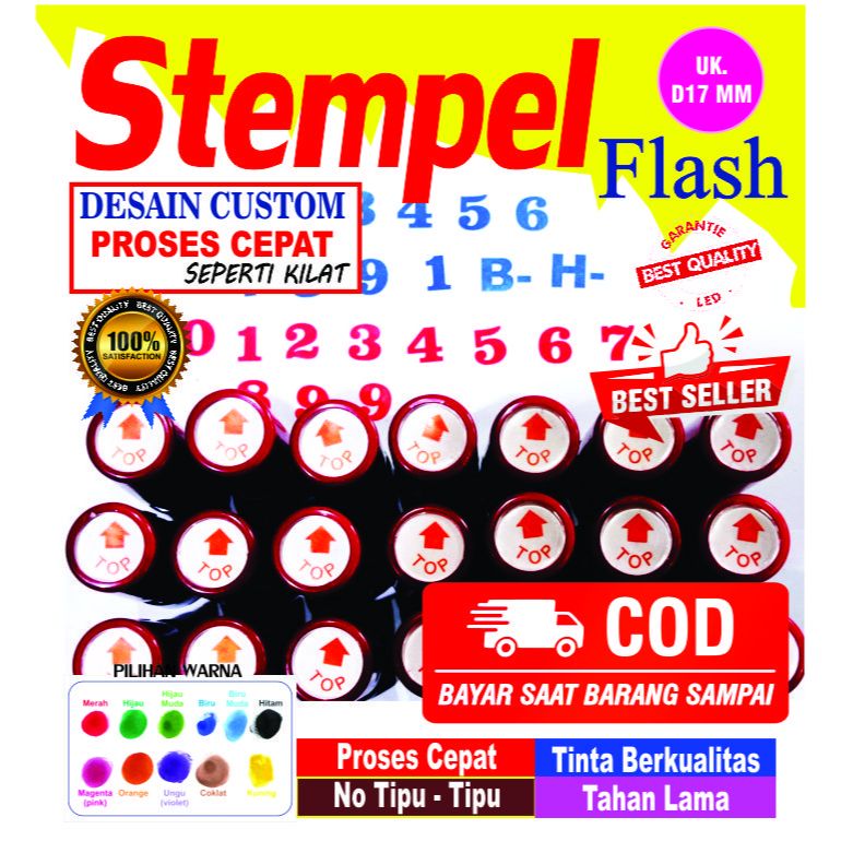 Jual Stempel Flash Bulat 1,7 CM, Stempel otomatis, stempel lunas kecil ...