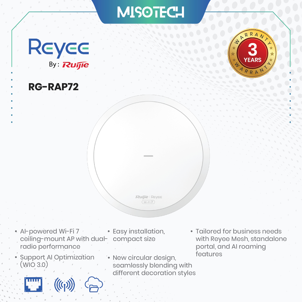 Jual Ruijie Reyee RG-RAP72 Wireless Access Point WiFi 7 BE3600 Dual ...