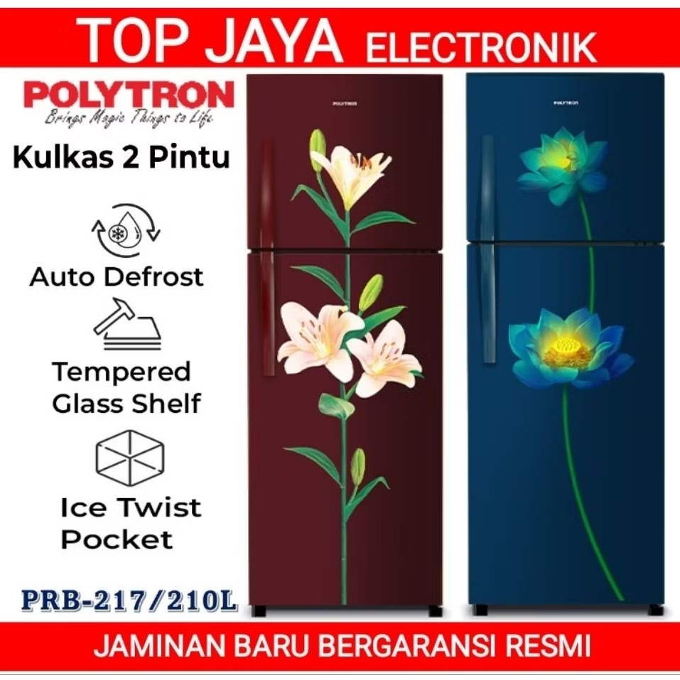 Jual KULKAS POLYTRON 2 PINTU TANPA BUNGA ES 210-LITER PRB-217/LEMARI ES ...