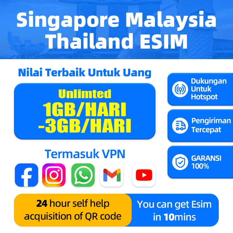 Jual ESIM Malaysia Thailand Singapore | Instant 10mins Delivery | Singapore Malaysia Thailand ...