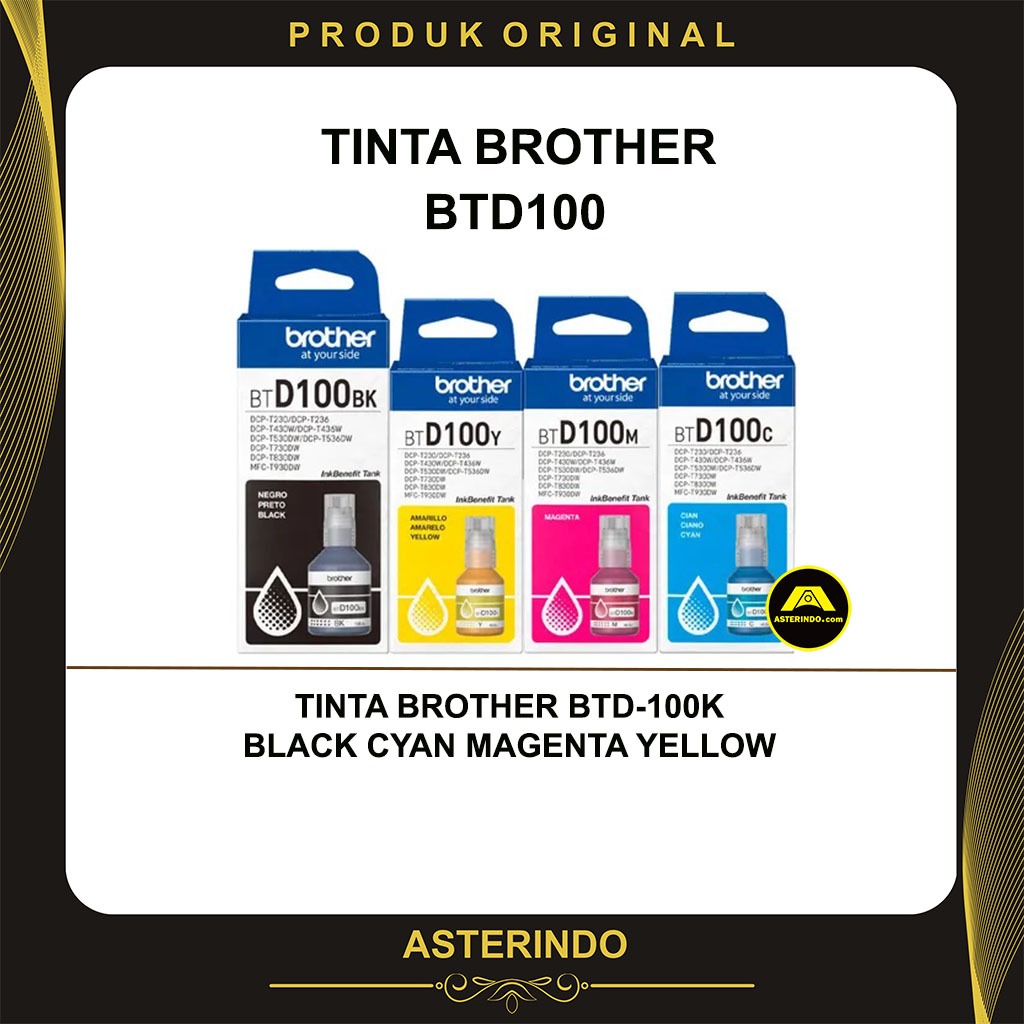 Jual Tinta Brother BTD100 Refill Printer Black Cyan Magenta Yellow BTD ...