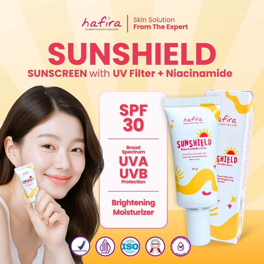 Jual HAFIRA Sunshield Sunscreen Niacinamide Zinc Broad Spectrum UV A UV ...