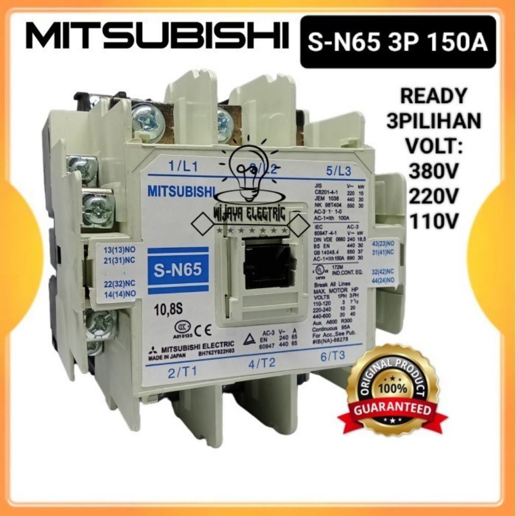Jual Contactor Mitsubishi S-N65 SN-65 220vac 3phase 100amper Kontaktor ...
