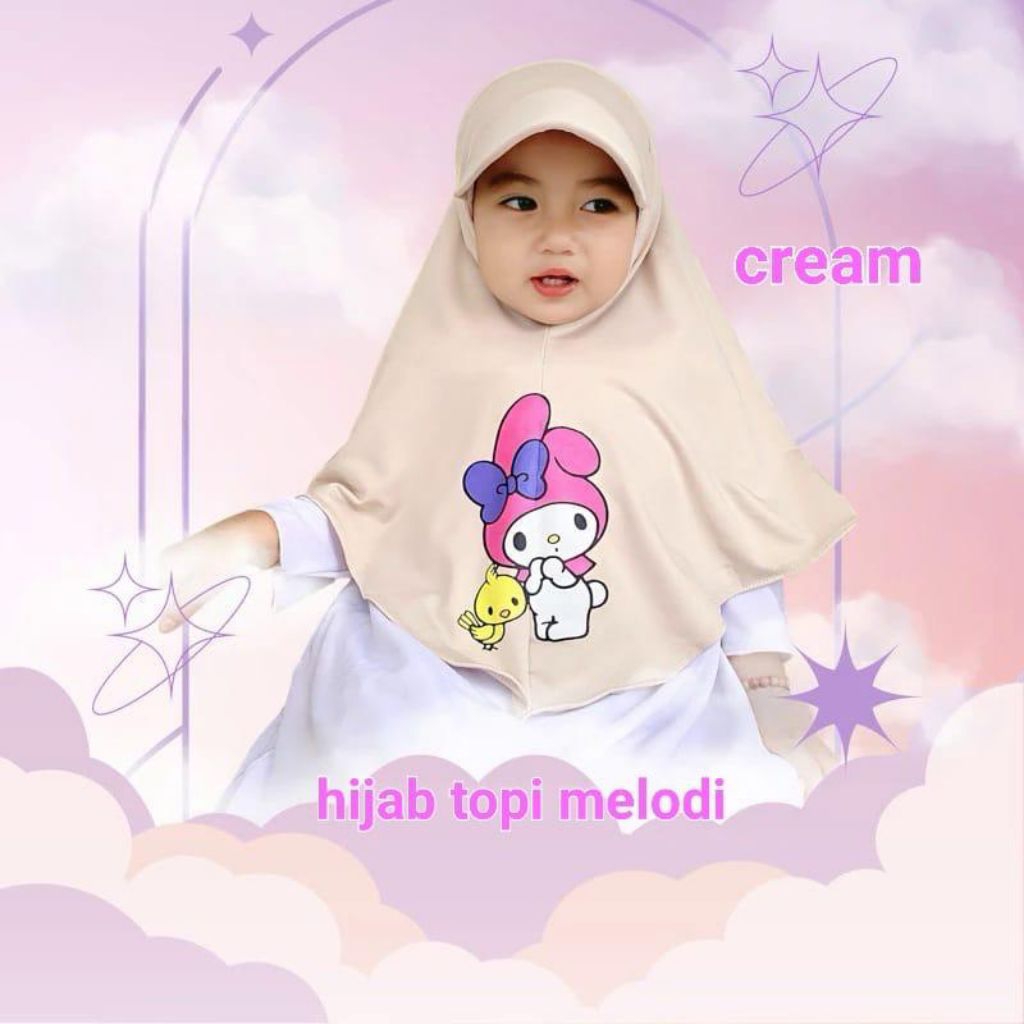 Jual HIJAB TOPI ANAK usia 1 sampai 4 tahun KARAKTER MELODY, hijab topi ...