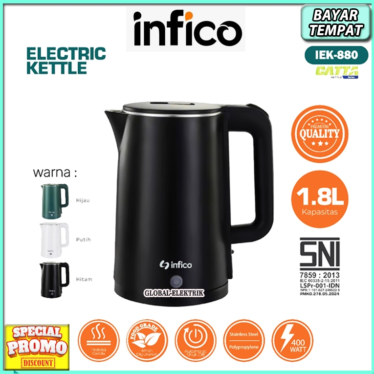 Jual INFICO 1.8 Liter Putih Hijau Hitam Elektric Kettle Pemanas Air ...
