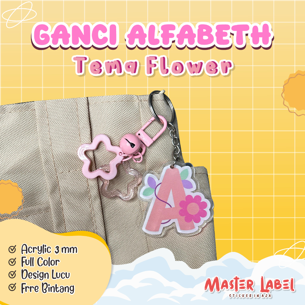 Jual Bag charm Alfabet Alphabet Keychain huruf aesthetic Ganci FLOWER ...