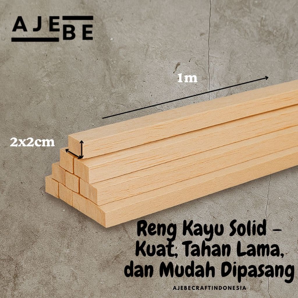 Jual List Kayu Dinding Tempel - Kayu Reng 2x2 1 Meter - Stick Stik Kayu ...