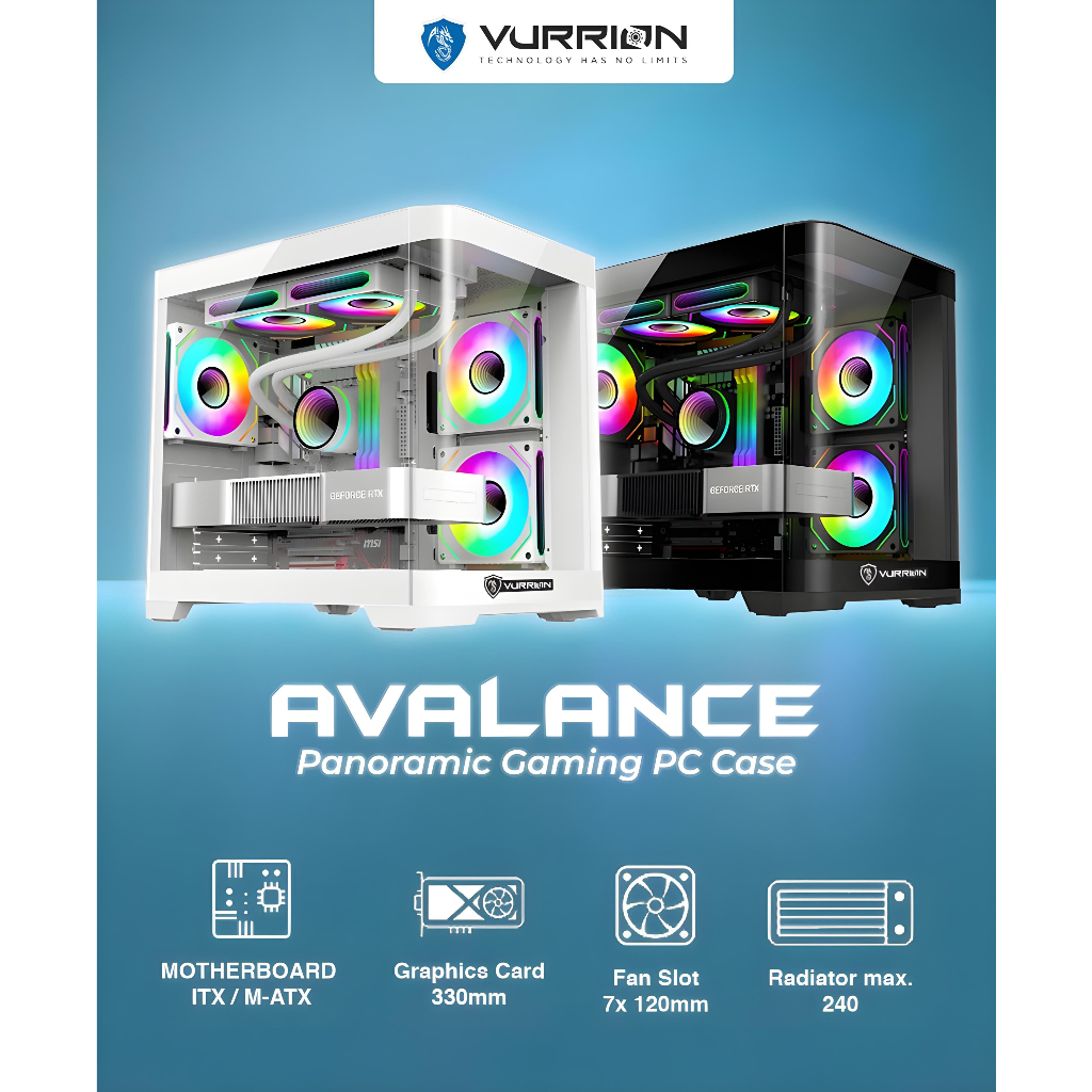 Jual Casing PC Gaming Vurrion Avalance Panoramic M-ATX Non Fan | Shopee ...