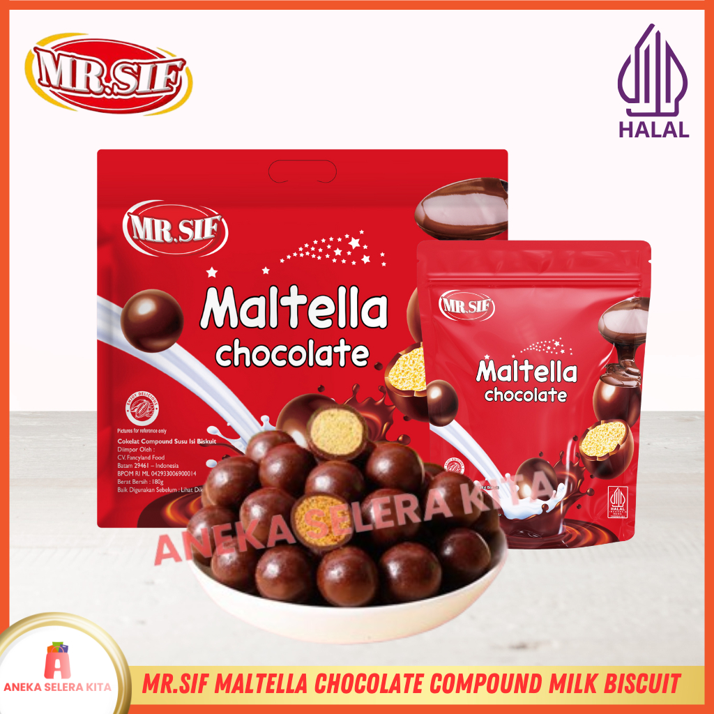 Jual YUMMY! MR.SIF Maltella Coklat Compound Susu Isi Biskuit - Halal ...