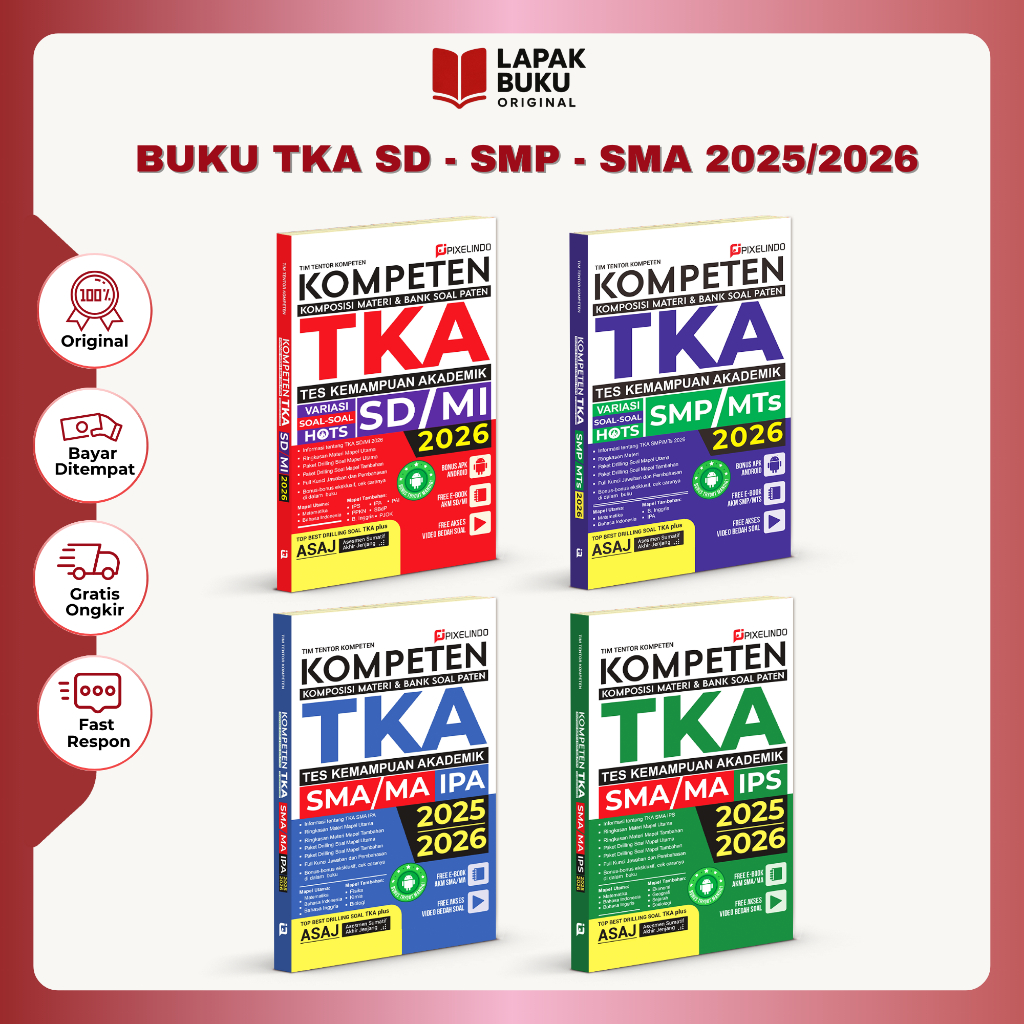 Jual Buku Kompeten TKA SD - TKA SMP - TKA IPA/IPS SMA / MA Tahun 2025/ ...