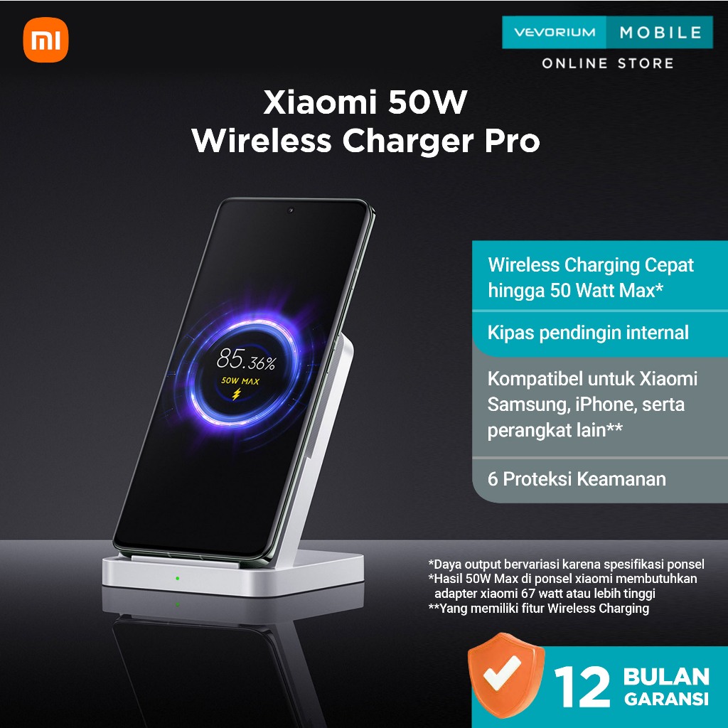 Jual Xiaomi 50W Wireless Charging Stand Pro | 50 Watt Hyper Charge | Mi Turbo Charge | Charger ...