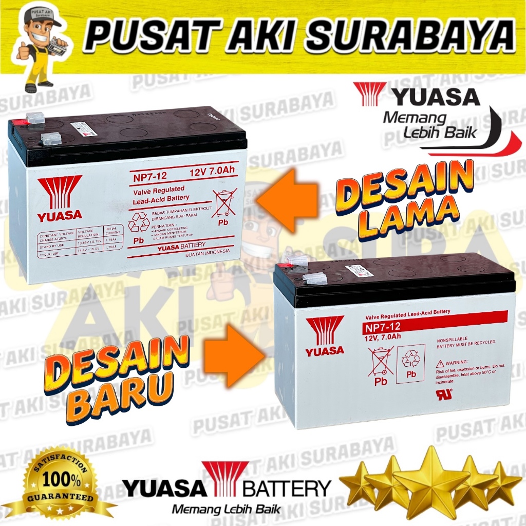 Jual ASLI ORIGINAL YUASA 12V 7AH UPS INVERTER LAMPU DC TIMBANGAN SOLAR PANEL SPRAYER HAMA ...
