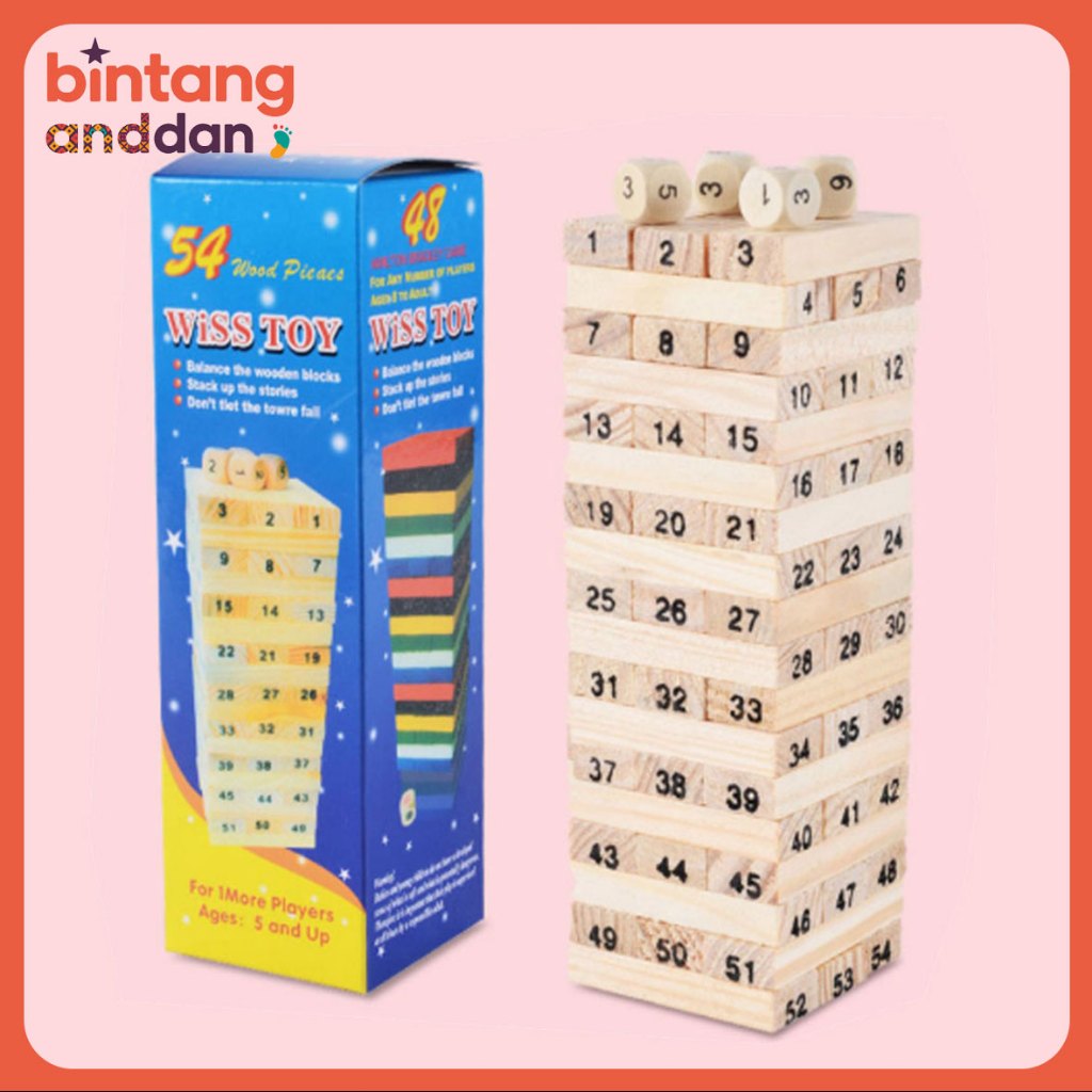 Jual Kayu Permainan Angka Susun Balok Bangunan Menara Mainan Untuk Anak ...
