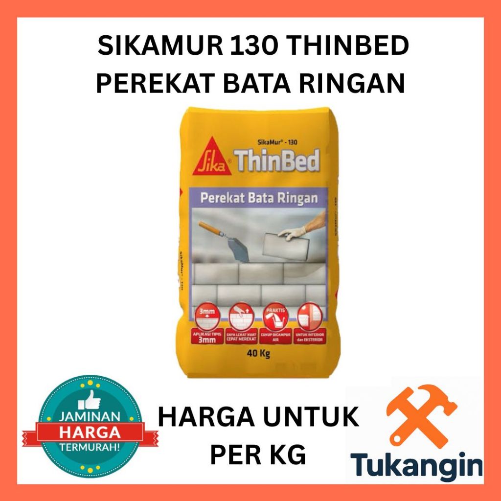 Jual SikaMur 130 ThinBed Perekat Bata Ringan – Lem Perekat Hebel Per KG ...