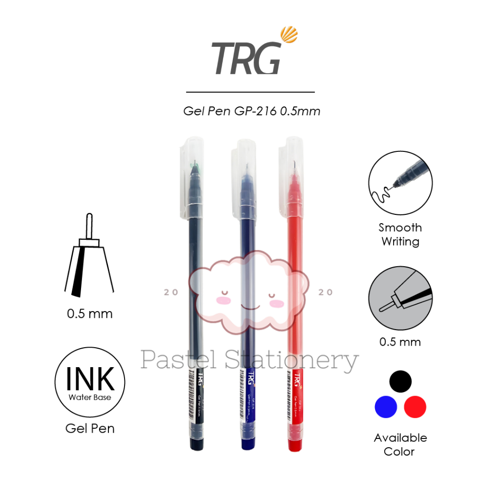 Jual TRG Gel Pen GP 216 0 5mm Pulpen Bolpen Pena Gel Hitam Biru Merah