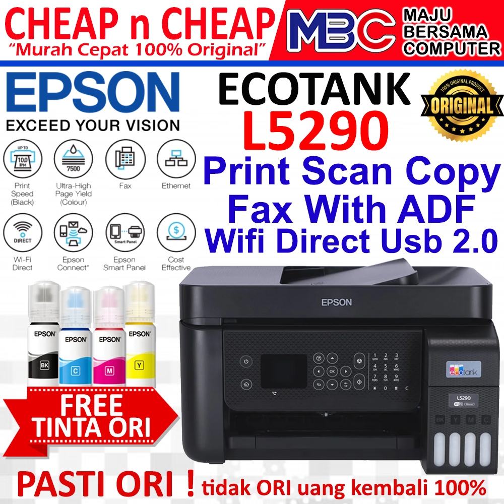 Jual Epson L5290 Print Scan Copy Wifi ADF A4 Printer EcoTank L 5290 All ...