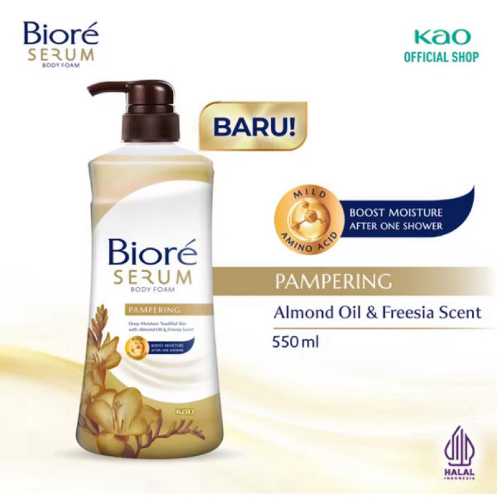 Jual Biore Serum Body Foam Pump 550ml Almond Oil & Freesia | Kulit ...