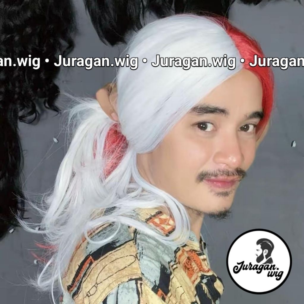 Jual Wig Merah Putih Rambut cosplay karnaval panjang 40 cm belah tengah ...