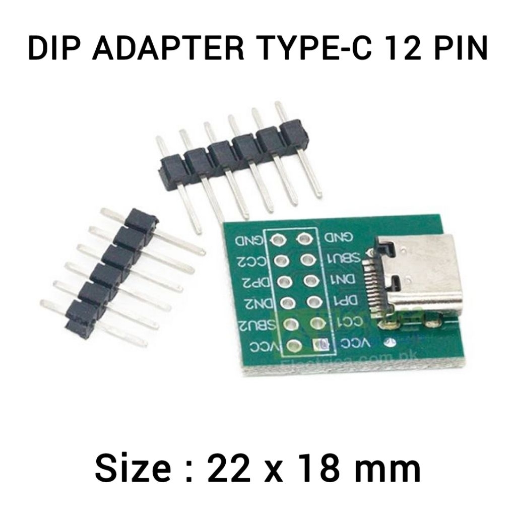 Jual Dip Adapter Socket USB Type-C Female PCB 12 Pin Konektor Tipe-C ...