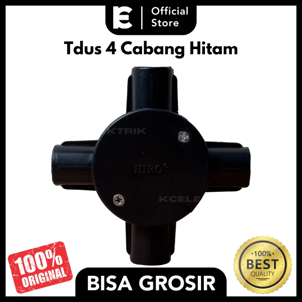 Jual T Dus 4 Cabang 20mm HIRO Hitam Sambungan Pipa Kabel Listrik Murah ...
