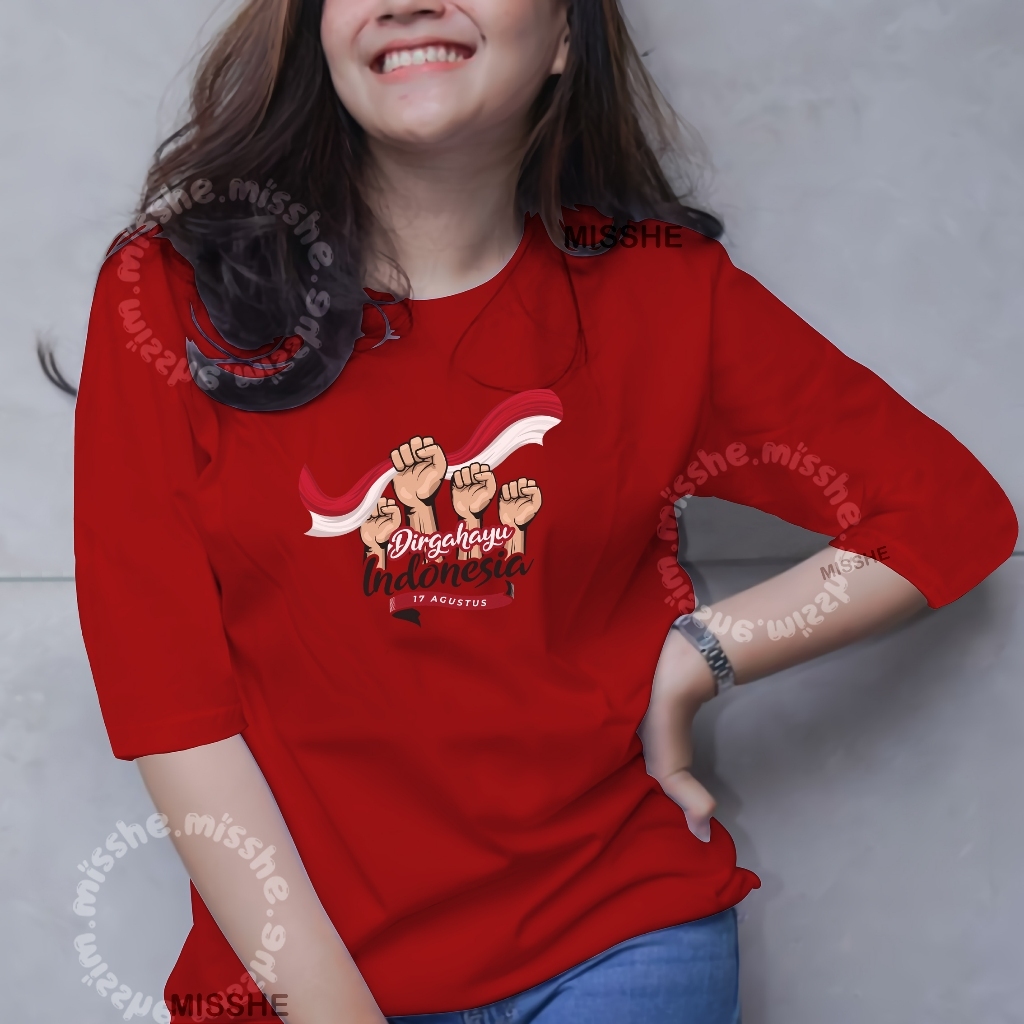Jual Kaos Merah Putih Wanita Cod Indonesia Wanita 17An Dirgahayu Bju Kaos Kemerdekaan Ke80 ...