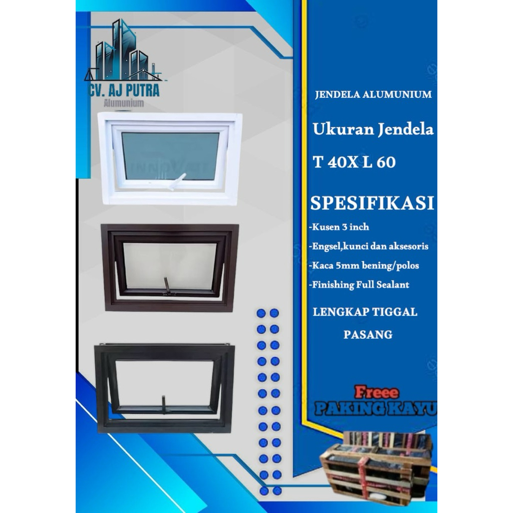 Jual Jendela Boven Alumunium L60 x T40 Free Packing Kayu | Shopee Indonesia
