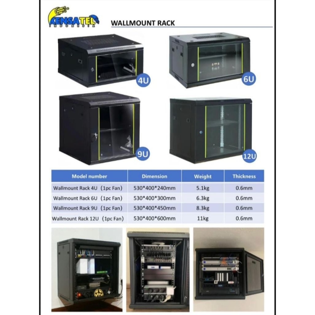 Jual Rak Server Internet WallMount 4U 6U 9U 12U Kensatel /Mini RAK ...