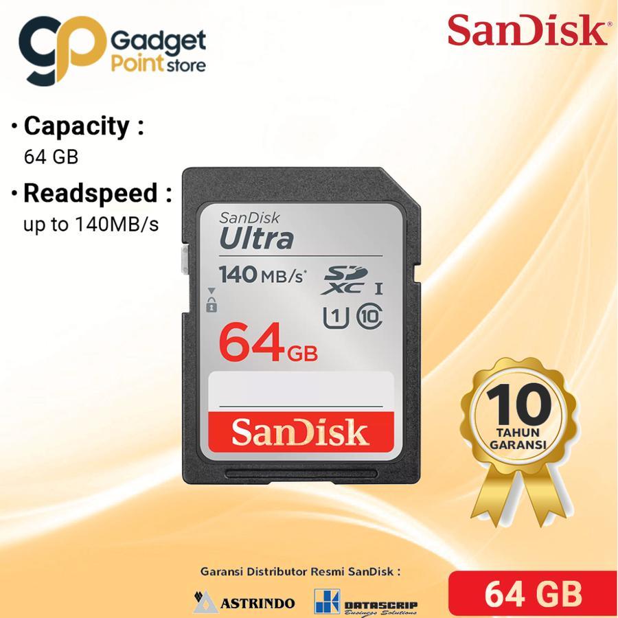 Jual SD Card 64GB SanDisk Ultra UHS-I Class 10 up to 140Mbps - Garansi Resmi 10 Tahun | Shopee ...