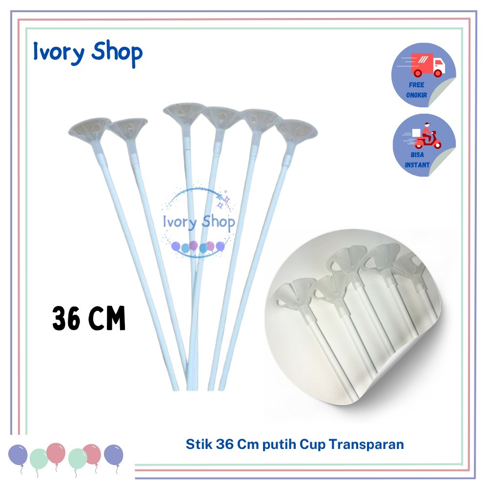 Jual Stick balon dan cup / Stik gagang balon latex satuan 36 CM ...