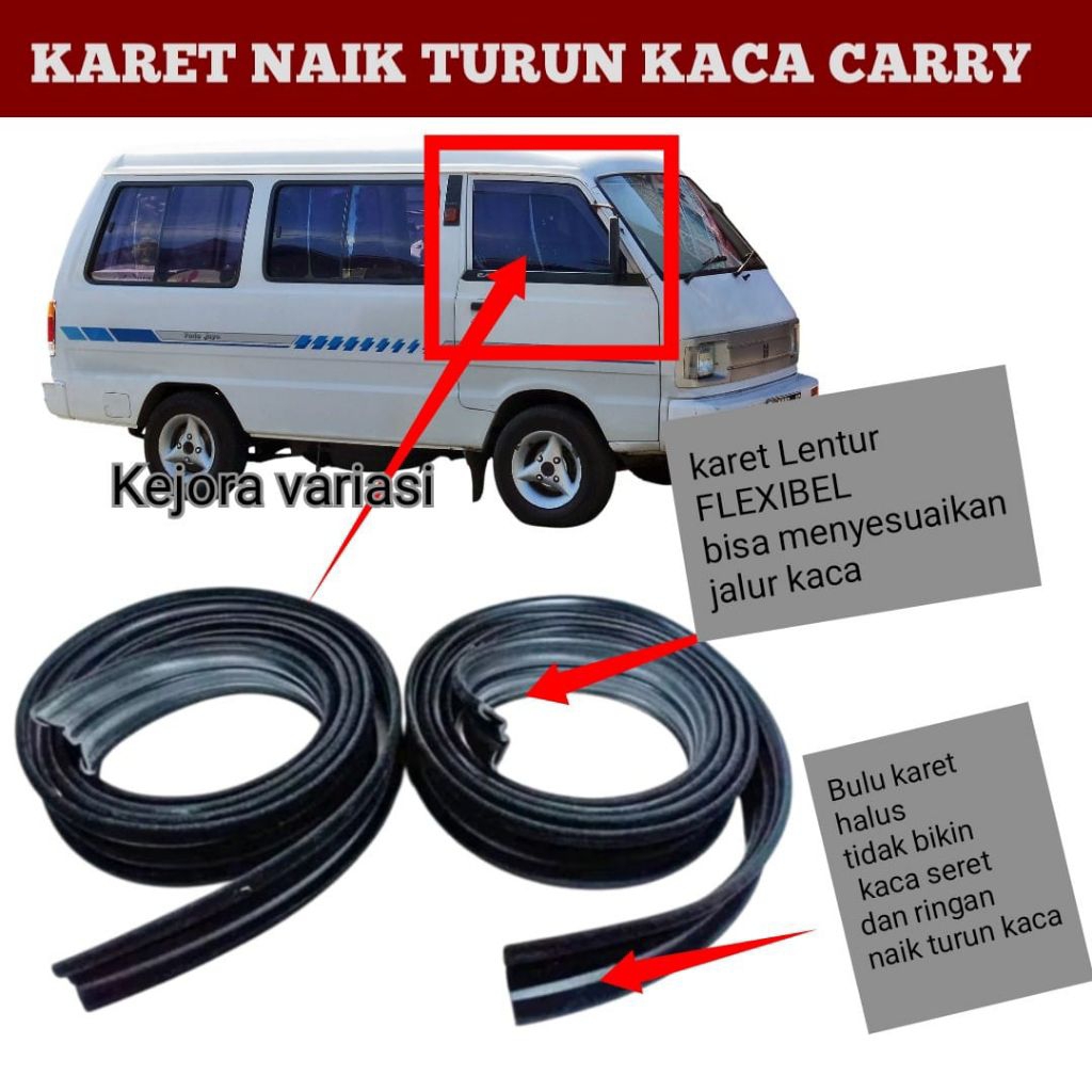 Jual KARET BLUDRU NAIK TURUN KACA PINTU SUZUKI CARRY / KARET REL KACA ...