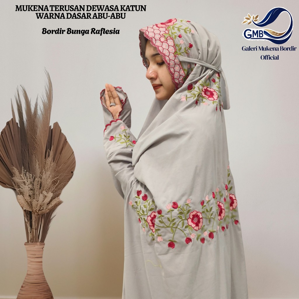 Jual Mukena Terusan Dewasa Bahan Katun Polino Kain Dasar Warna Abu ...