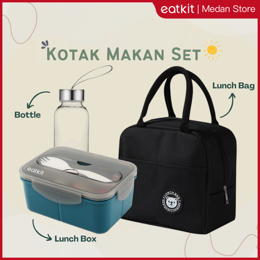 Jual [Medan Ready Stock] Eatkit Kotak Makan Siang Portabel Terisolasi 1200ml | Tiga Kompartemen ...