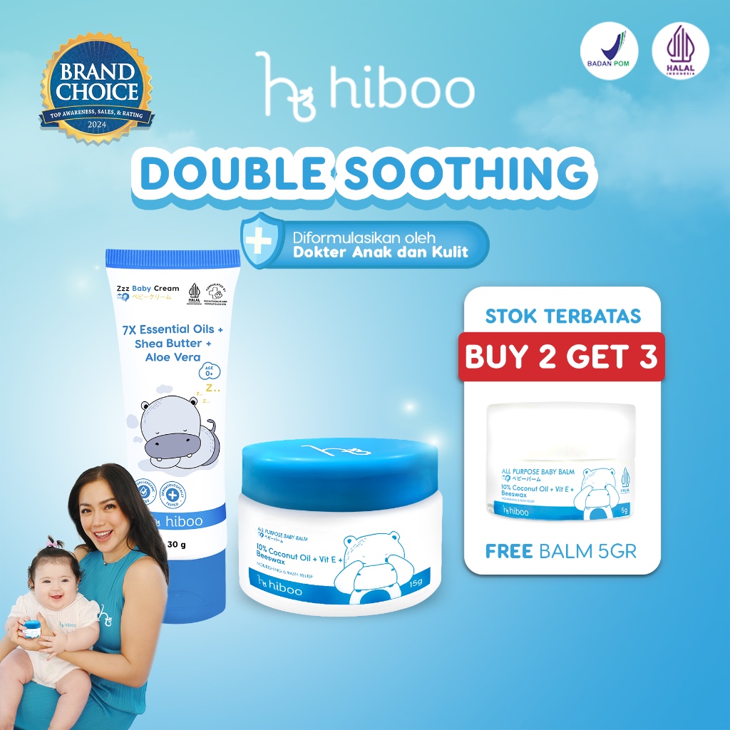 Jual [BUY 2 GET 3] Hiboo Double Soothing Set All Purpose Baby Balm 15g ...