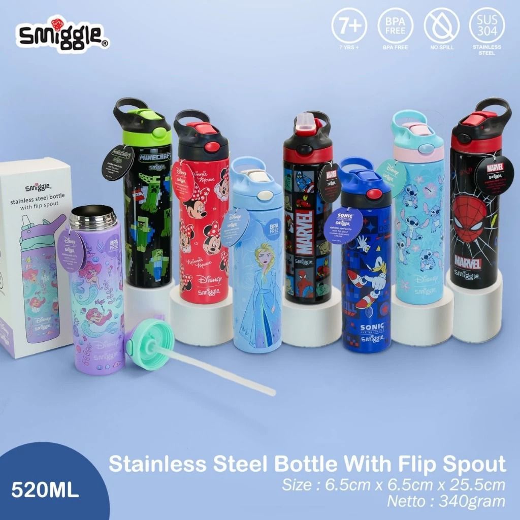 Jual BOTOL MINUM STAINLESS STEEL SEDOTAN SMIGGLE UKURAN 520ML | Shopee ...