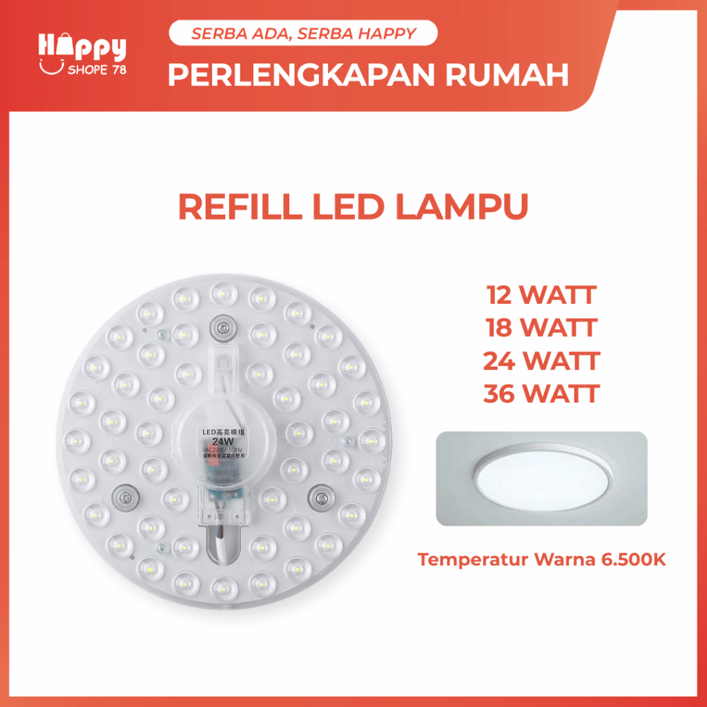 Jual Refill Modul LED Ceiling TL Ring Putih 12W / 18W / 24W / 36W Untuk ...