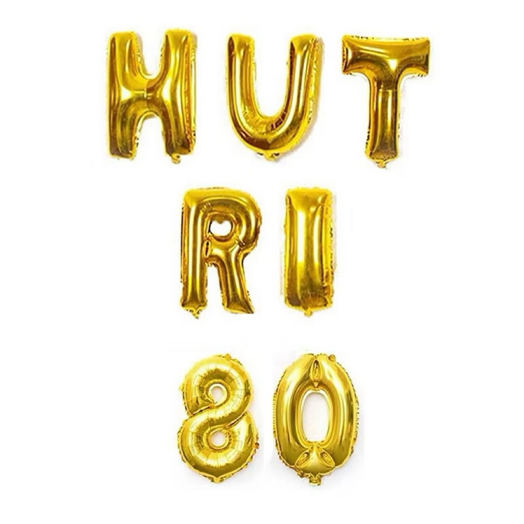 Jual [1 SET] BALON HURUF HUT RI 80 40CM DIRGAHAYU TERBARU 2025 WARNA ...