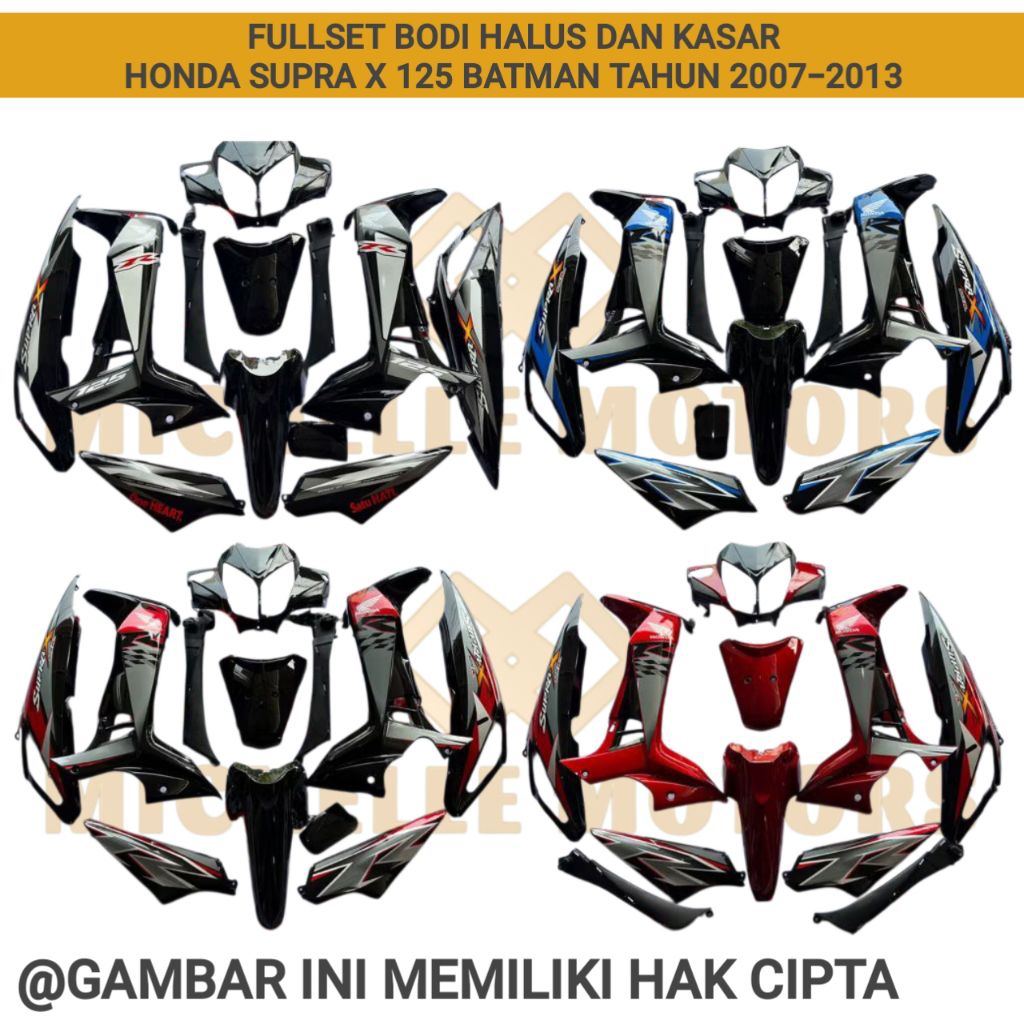 Jual Cover Body Supra X 125 Batman warna merah silver hitam Fullset ...