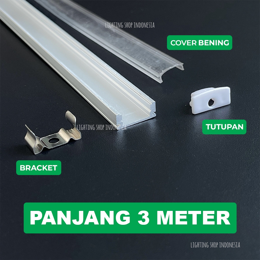 Jual Kap lampu batangan 3meter cover bening rumah strip led list rell ...