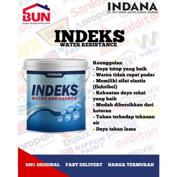 Jual [BUN] CAT TEMBOK, CAT KOLAM INDEKS INDANA WATER RESISTANCE 0.8 LITER | Shopee Indonesia