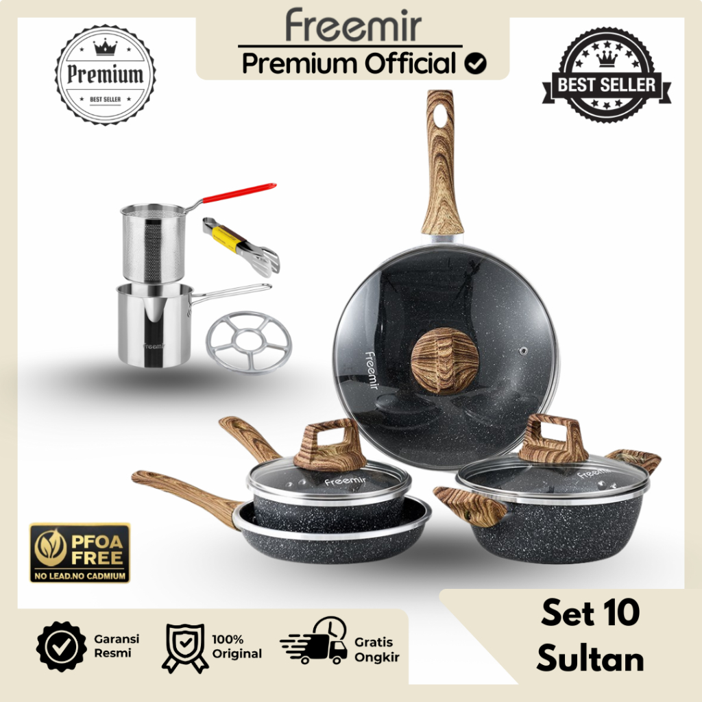 Jual [PREMIUM INSTANT] freemir Set 10 Pcs Wajan Panci Hitam 26/20/20/16 ...