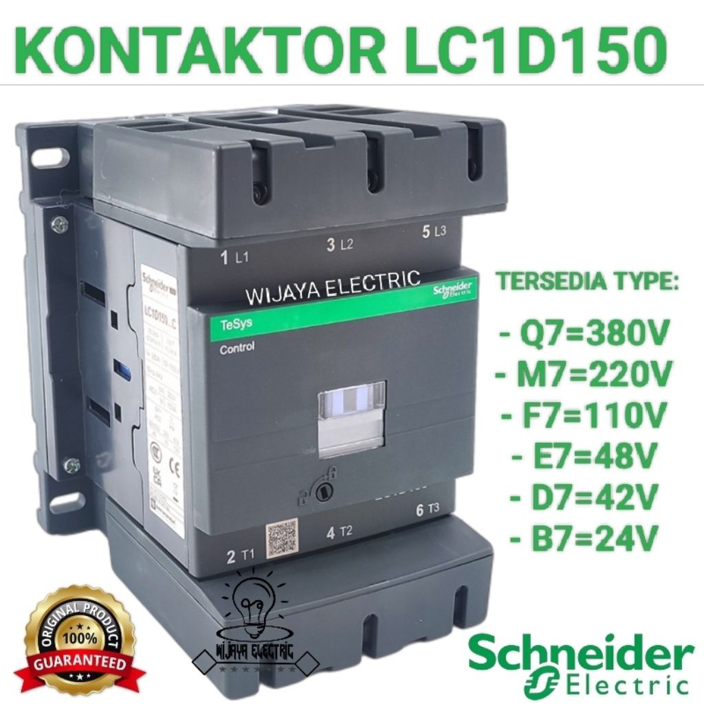 Jual Kontaktor Contactor LC1D150Q7 380v / LC1D150M7 220v / LC1D150F7 ...