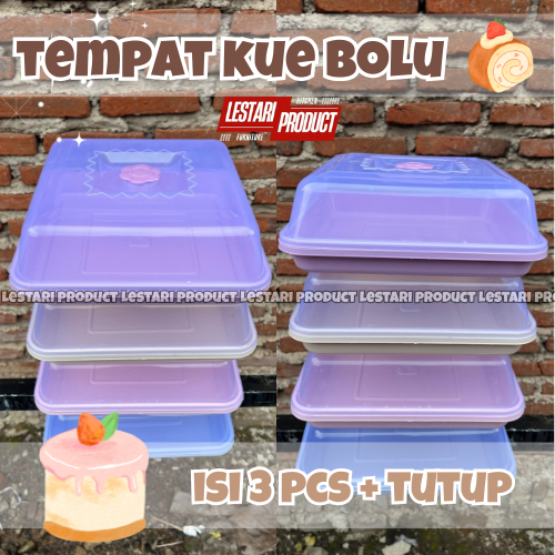 Jual ( 3 PCS ) TEMPAT ROTI KOTAK | TEMPAT BOLU KOTAK | TEMPAT KUE ...